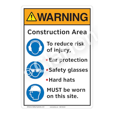 Clarion Safety Systems ANSI/ISO Compliant Warning Construction Area ...