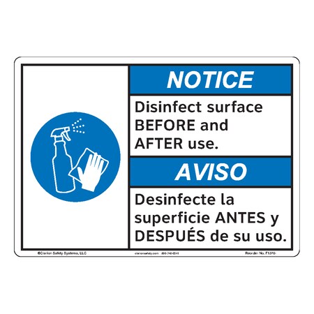 Clarion Safety Systems ANSI/ISO Compliant Notice/Disinfect Surface ...
