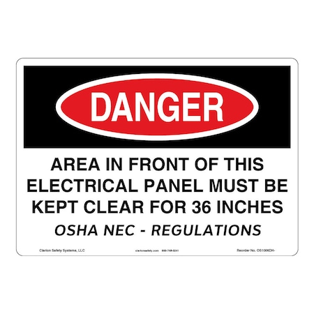 Clarion Safety Systems OSHA Compliant Danger/Area In Front Safety Signs ...