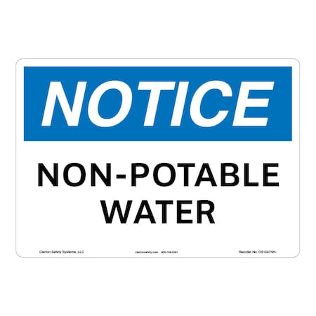 Clarion Safety Systems OSHA Compliant Notice/Non-Potable Water Safety ...