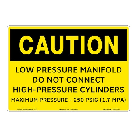 Clarion Safety Systems OSHA Compliant Caution/Low Pressure Manifold ...