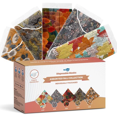 Wecare Individually Wrapped Face Masks, Fall Collection, 50PK WC ...