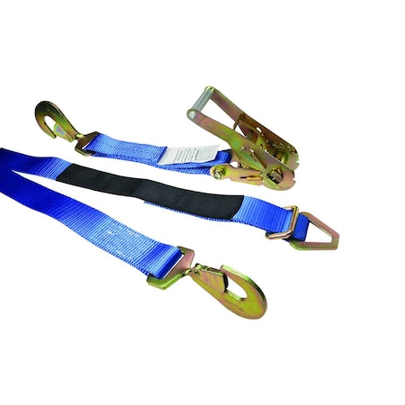 Us Cargo Control 2" x 8' Blue Auto Tie Down Ratchet Strap 10, 000 lbs w ...