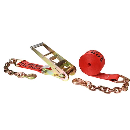 Us Cargo Control 3" x 20' Red Ratchet Strap w/ Chain Extensions 7520CE ...
