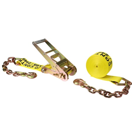 Us Cargo Control 3" x 20' Yellow Ratchet Strap w/ Chain Extensions ...