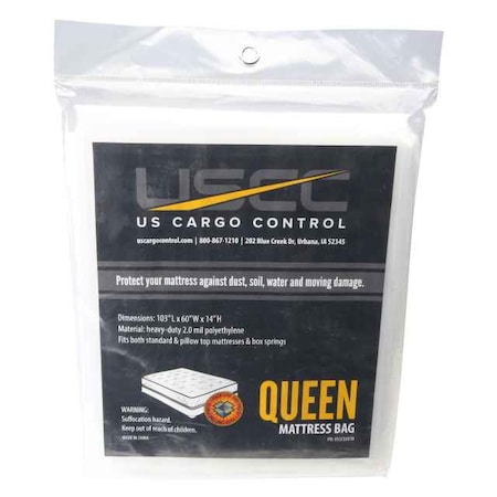 Us Cargo Control Heavy Duty Plastic Mattress Bag: Queen USCCQUEEN | Zoro