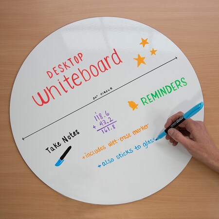 Mcsquares Surface Personal Whiteboard With Premium Finish, 20" Circle ...