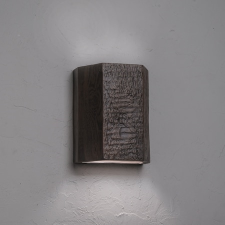 Luxury Lighting Timberline 10in. High Wood-Look Ceramic 3-Sided Outdoor ...