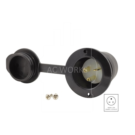 Ac Works 20A 125V NEMA 5-20P Flanged Power Input Inlet with Weather ...