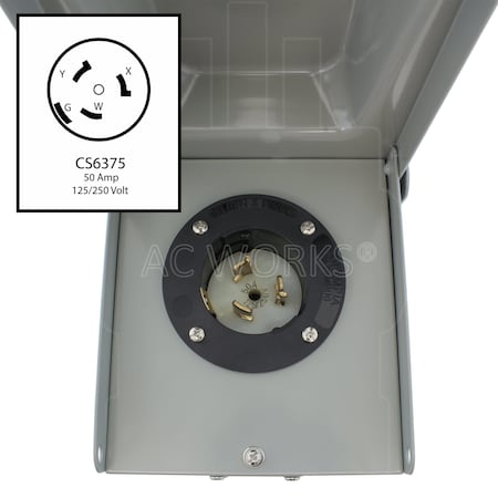 Ac Works 50A Locking 4-Wire CS6375/ SS2-50 Heavy-Duty Transfer Switch ...