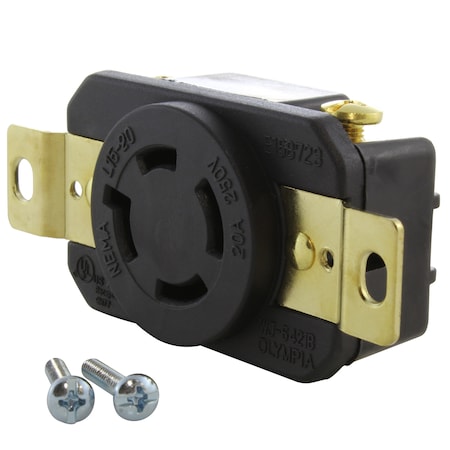 Ac Works Locking Receptacle, L15-20R, 20 A, 250V AC, Three Phase, 3 ...