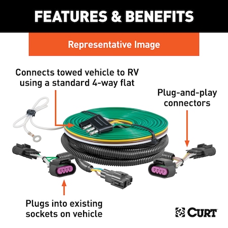 Curt Custom Towed-Vehicle RV Wiring Harness, 58966 58966 | Zoro