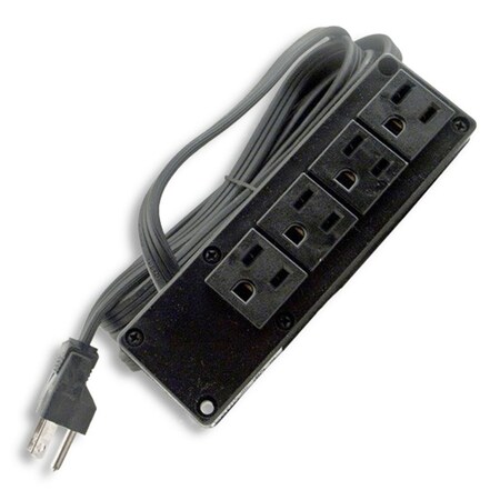 Furnlite Black 10 Ft. 16/3 Power Supply Cord Surface Mount 4-Outlet 76 ...