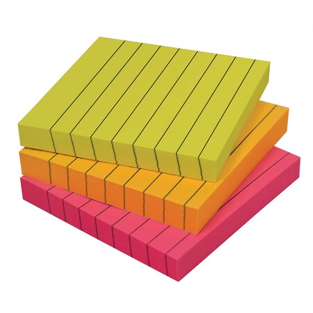 Better Office Products Lined Sticky Notes, 3in.x3in. 300 Sheets 100/Pad ...