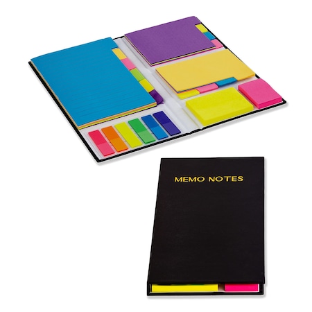 Better Office Products Sticky Notes Variety Set in a Padded Memo Book ...