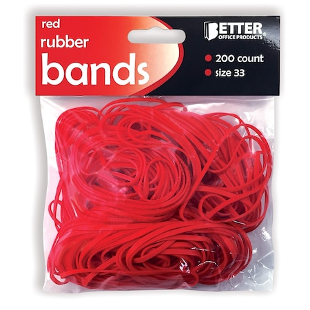 Better Office Products Rubber Bands, Size 33, 200/Bag, Vibrant Black ...