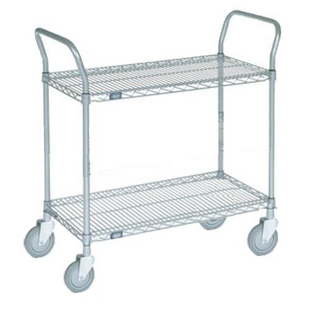 Commercial 24 in x 36 in 2-Tier Chrome Wire Cart 86341 | Zoro