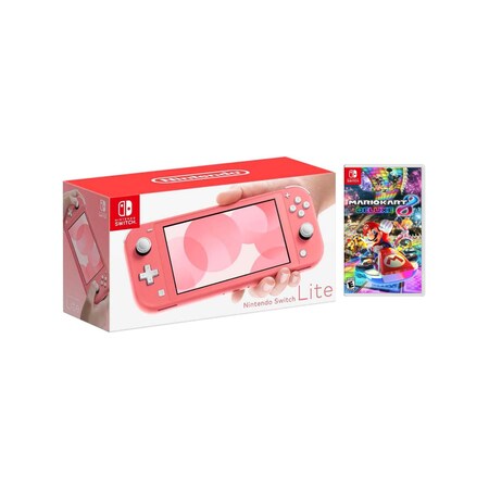 Nintendo Switch Lite Coral Bundle With Mario Kart 8 Deluxe Game ...