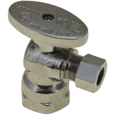 Durapro 1/2 in. IPS x 3/8 in. Quarter Turn Angle Stop, Compression ...