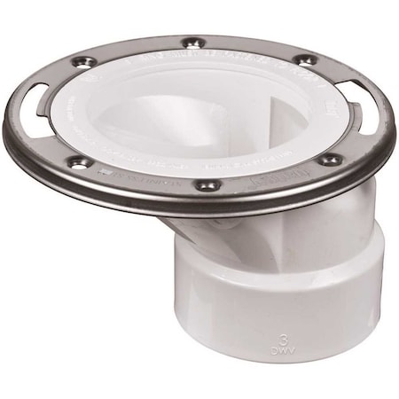 Oatey PVC Offset Open Toilet Flange with Stainless Steel Ring 436052 | Zoro