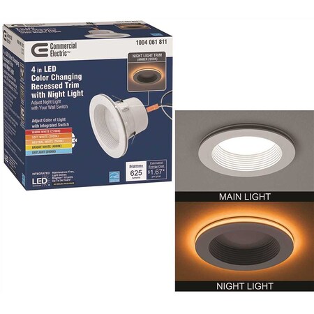 Commercial Electric 4 in. Color Selectable CCT LED Recessed Light Trim ...