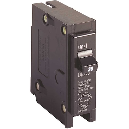 EATON 30A, 1 pole Circuit Breaker, CL, 120/240V AC, - CL130