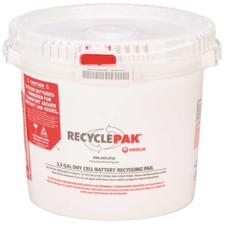 Veolia RECYCLEPAK PREPAID DRY CELL BATTERY RECYCLING PAIL, 3.5 GALLON ...