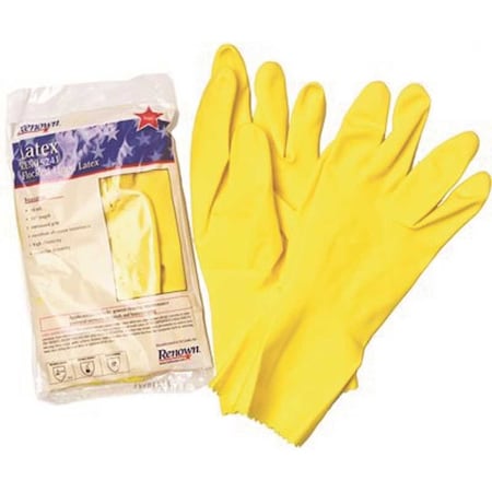 Renown Flock-Lined 18 mil Large Yellow Latex Gloves REN05241 | Zoro