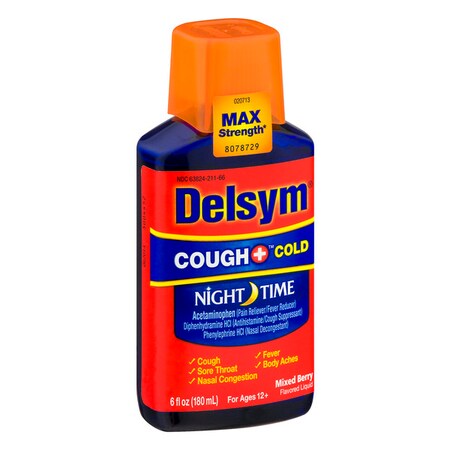 Delsym Delsym Night Mixed Berry Cough & Cold Medicine 6 fl. oz. Bottle ...