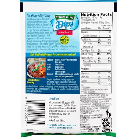 Hidden Valley Hidden Valley Fiesta Ranch Party Dip Mix 1.1 oz., PK24 ...
