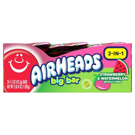 Airheads Airheads Strawberry Watermelon Big Bar 1.5 oz., PK288 62283 | Zoro