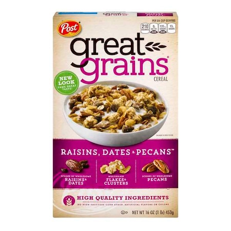 Post Post Great Grains Raisin Date And Pecan Cereal 16 oz. Box, PK12 ...