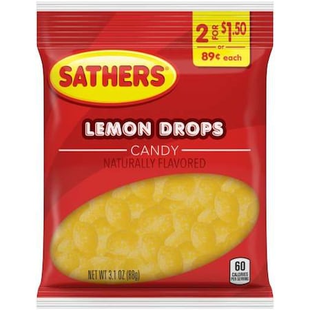 Sathers Sathers Lemon Drops 3.1 oz. Bag, PK12 10145 | Zoro