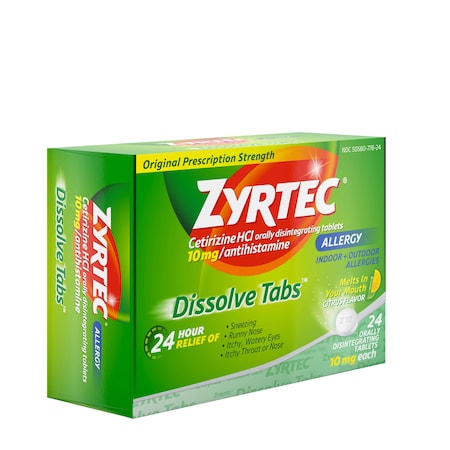 Zyrtec Allergy Dissolve Tab Citrus 24 Count, PK24 3024224 | Zoro