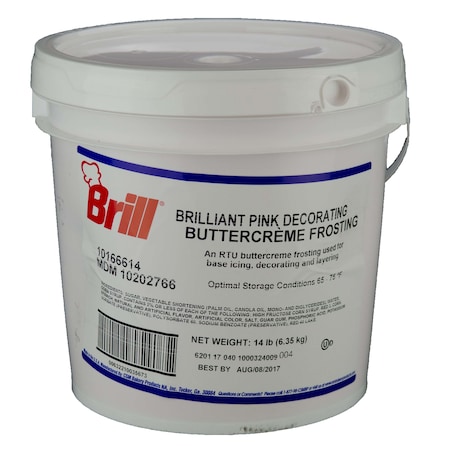 Brill Decorating Icing Brilliant Pink Pail 14lbs 10202766 | Zoro