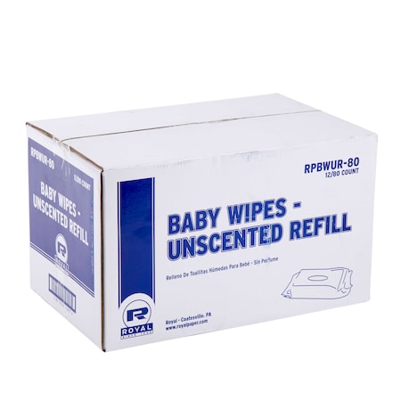 Amercareroyal Royal Unscented Refill Baby Wipe 80 Wipes, PK12 RPBWUR-80 ...