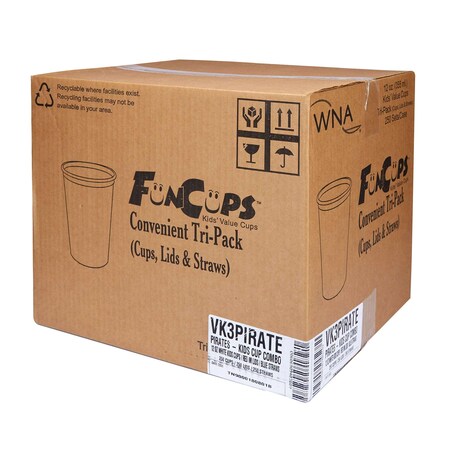 Wna-Fun Cups WNA-Fun Pirate Cup Lid & Straw 1 Cup, PK250 VK3PIRATE | Zoro