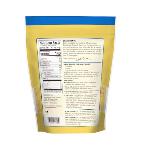 Bobs Red Mill Natural Foods Bob's Red Mill Corn Grits 24 oz. Resealable ...