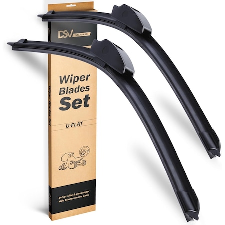 Dsv Standard DSV U-Flat Wiper Blades Set 26in and 22in w/ Universal U/J ...