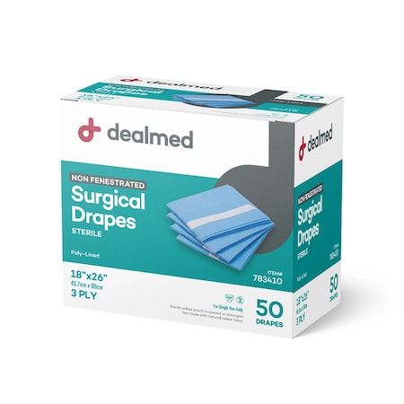 Dealmed 18" X 26" Non Fenestrated Drape, 50Pk/Bx; 6Bx/Cs, 300PK 783410 ...
