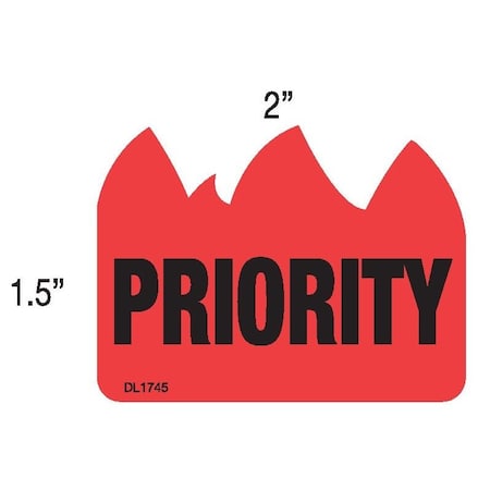Decker Tape Products Label, DL1745, PRIORITY, 1-1/2" X 2" DL1745 | Zoro
