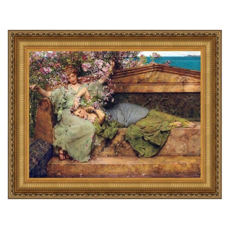 Design Toscano In a Rose Garden Framed Canvas Replica Painting, Grande ...