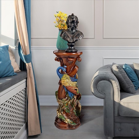 Design Toscano Chateau de Saumer Peacock Sculptural Pedestal KY77427 | Zoro
