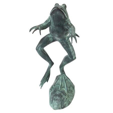Design Toscano Giant Jumping, Spitting, Leaping Frog Bronze Garden ...