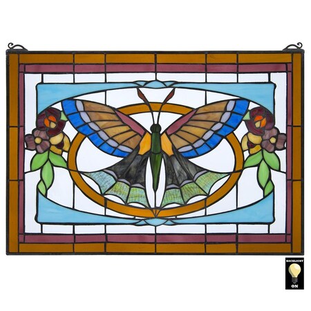 Design Toscano Butterfly Ballet Tiffany-Style Stained Glass Window ...