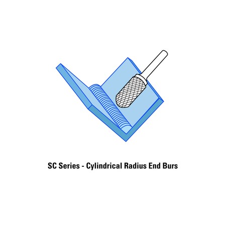 Wybur Tools Carbide Bur, Cylinder Shape Radius End, Bear Cut, SC, 1/2in ...