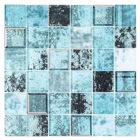 Andova Tiles SAMPLE-Elwood 2 in. x 2 in. Glass Grid Mosaic Wall Tile ...