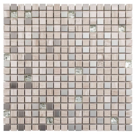 Andova Tiles SAMPLE-Mosik 1 in. x 1 in. Glass and Natural Stone Mosaic ...
