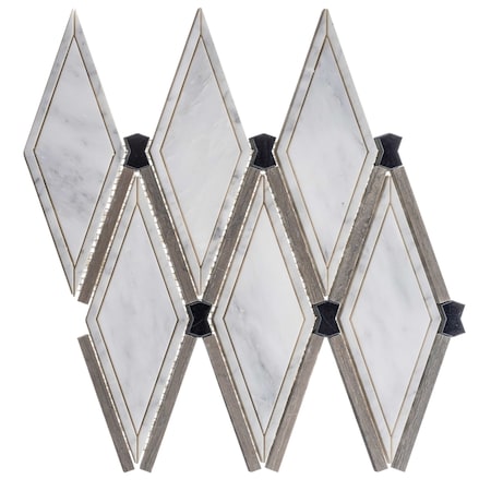 Andova Tiles SAMPLE-Valiant Diamond Shaped Glass and Stone Mosaic Wall ...