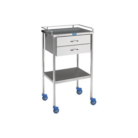 Pedigo Table, 16 X 20 w/ Shelf, 2 Drawers And Rail SG-80-A-SS | Zoro